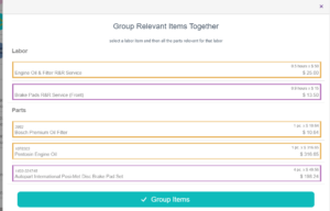 Group parts and labor for a better auto repair invoice experience - ARI