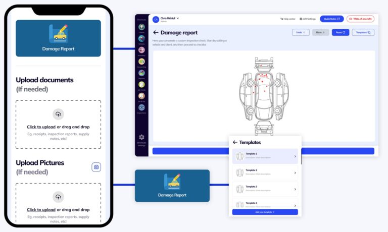 Vehicle Inspections using custom checklists & interactive damage report