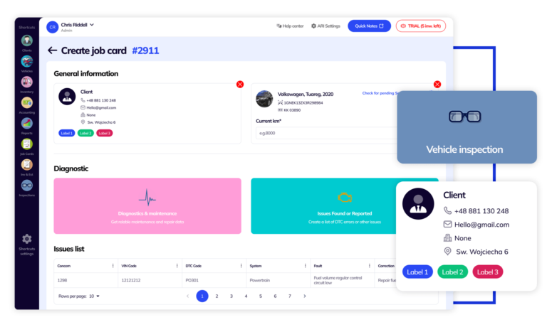 Vehicle Job Cards Work Orders | from reliable Auto Repair Software | ARI